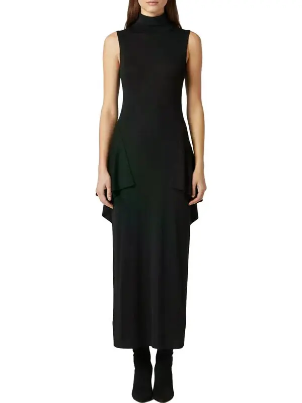 TOTEME Sleeveless High Neck Draped Midi Dress - Black
