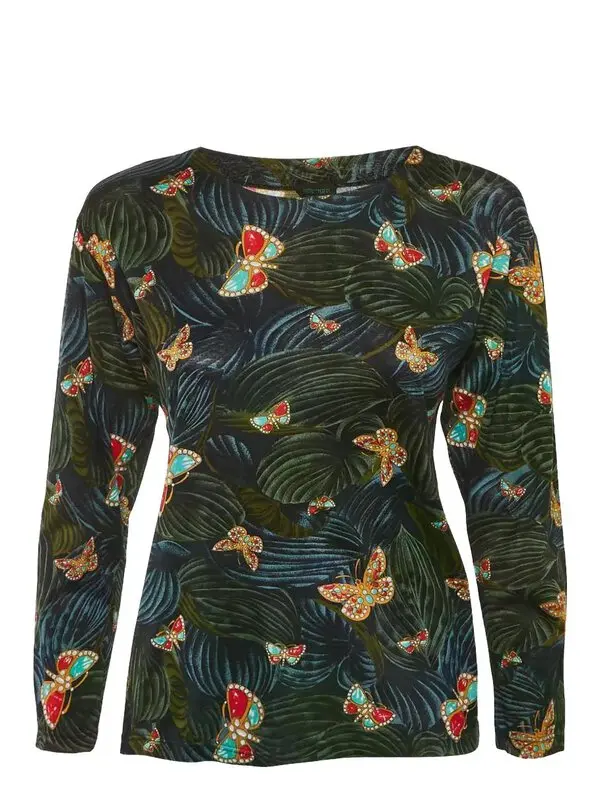 Bottega Veneta Long-sleeve T-shirt With Butterfly Print - Green