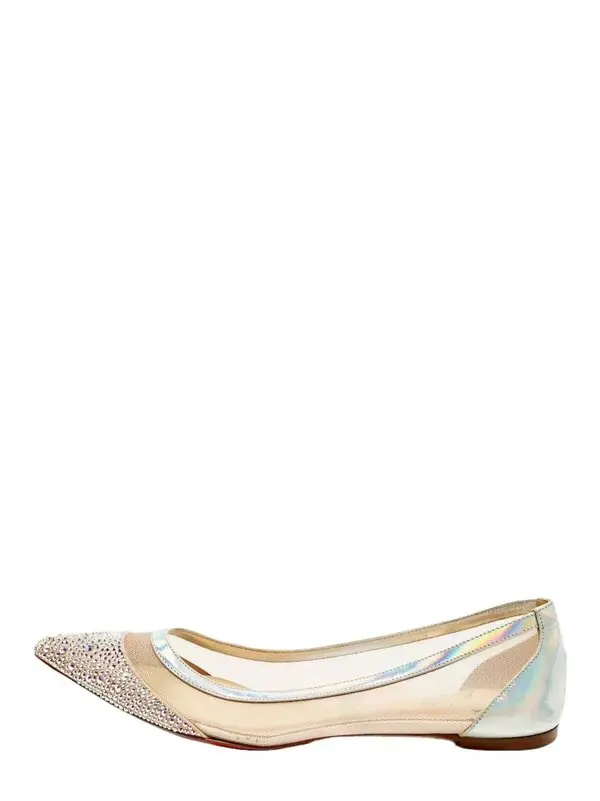 CHRISTIAN LOUBOUTIN Crystal-embellished Ballet Flats - Silver