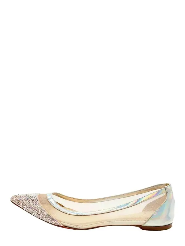 CHRISTIAN LOUBOUTIN Crystal-embellished Ballet Flats - Silver