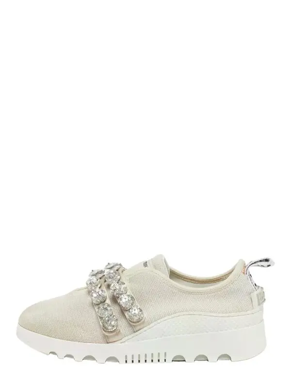 Miu Miu Crystal-embellished Slip-on Sneakers - Neutrals