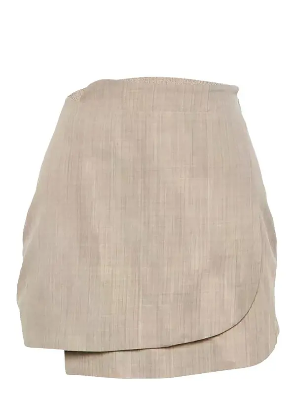 Fendi Wool Wrap Mini Skirt - Neutrals