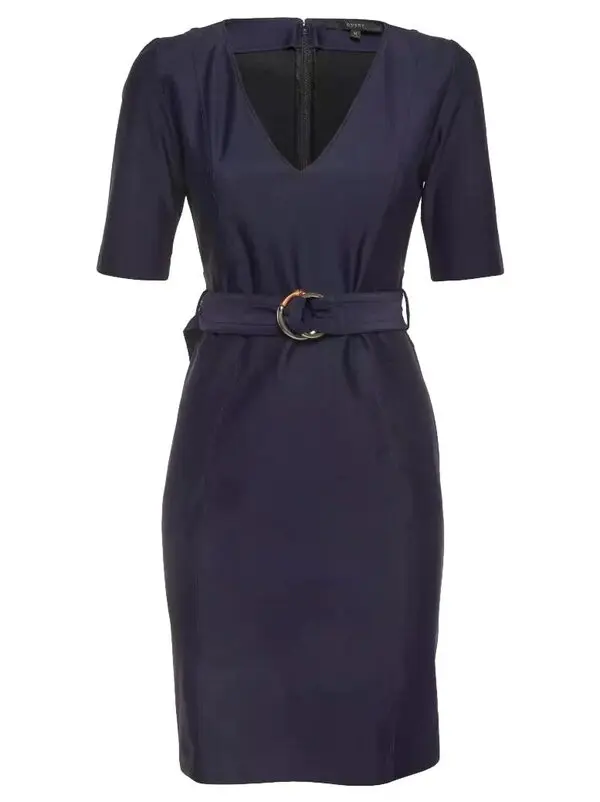Gucci V-neck Belted Mini Dress - Blue