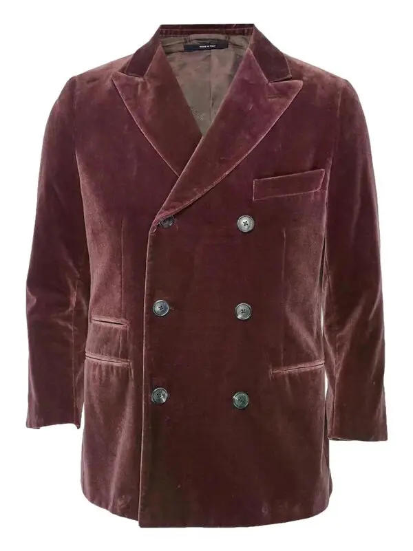 Hermès Double-breasted Velvet Blazer - Red