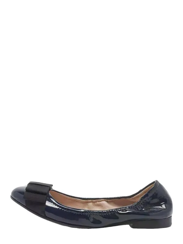 Miu Miu Patent Leather Bow Detail Ballet Flats - Blue