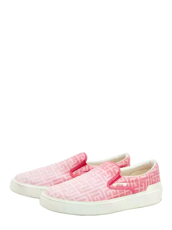 Balmain Monogram Canvas Slip-on Sneakers - Pink