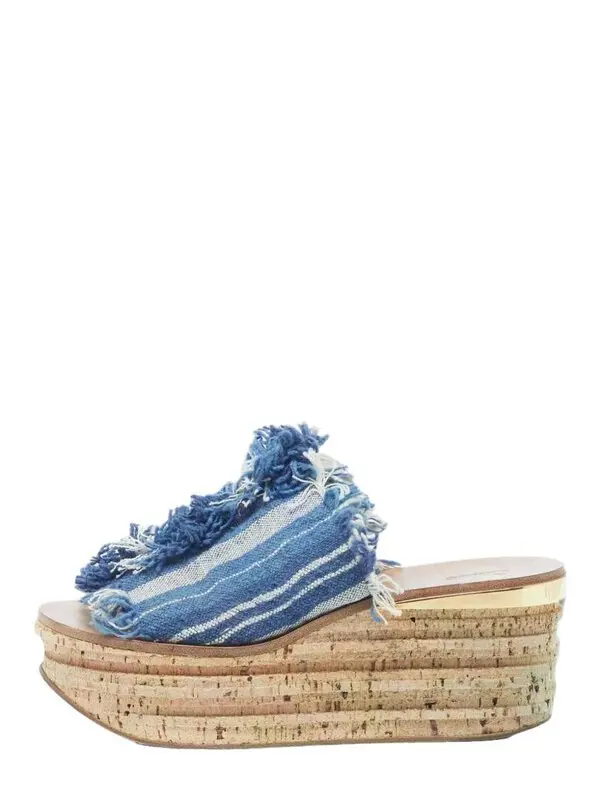 Chloé Fringed Detail Sandals - Blue