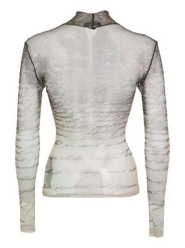 Balmain Love Letter-print Sheer Mesh Top - Neutrals