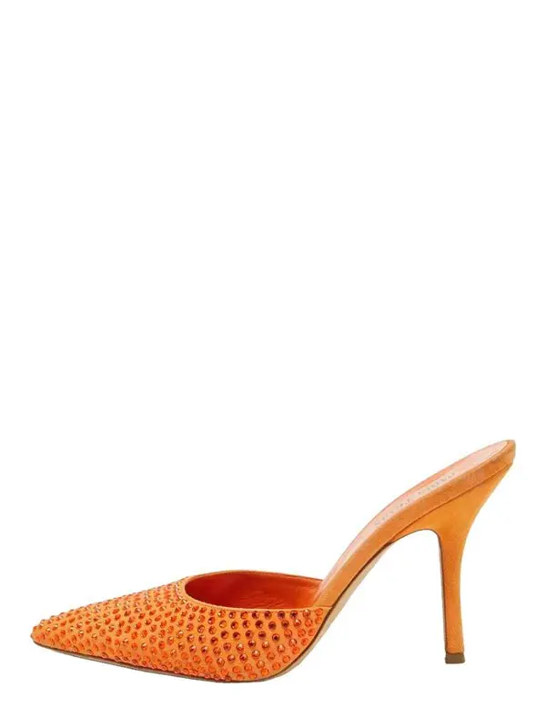 Paris Texas Hollywood Crystal-embellished Suede Heeled Mules - Orange