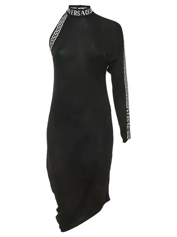 Versace One-shoulder Midi Dress - Black