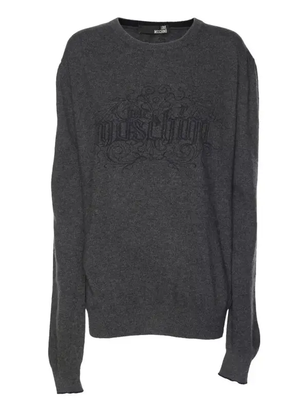 Moschino Logo Print Crew Neck Sweater - Grey