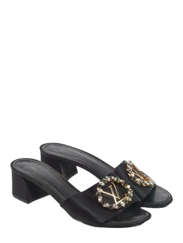 LOUIS VUITTON Madeleine Crystal Embellished Heeled Sandals - Black