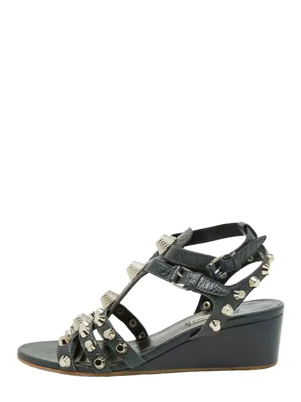 Balenciaga Arena Studded Wedge Sandals - Grey