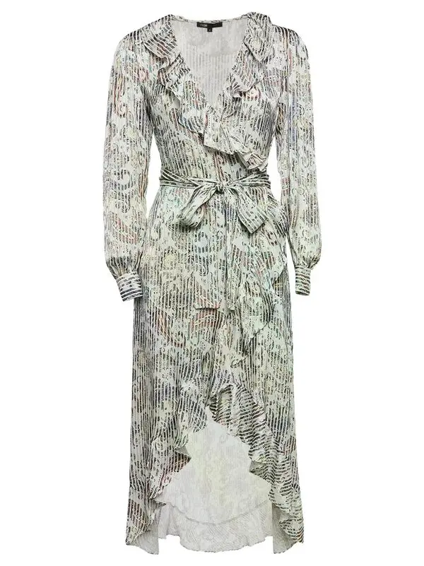 Maje Paisley Print Wrap Dress - Grey