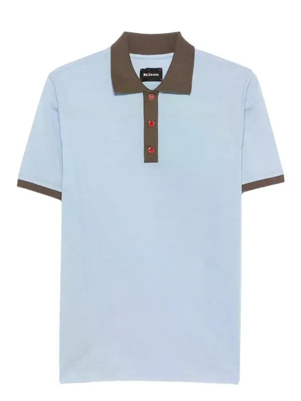 Kiton Contrast-trim Short-sleeves Polo Shirt - Blue