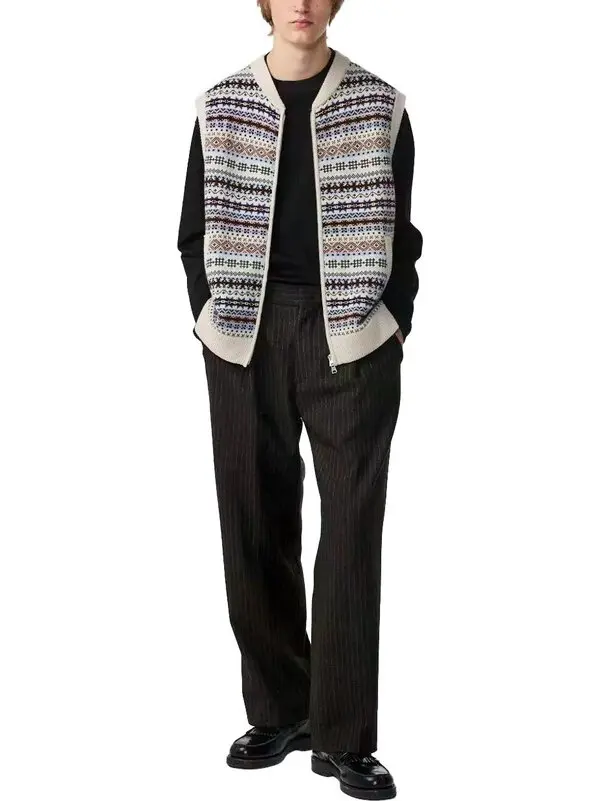 Nn07 Robbie Fair Isle Knitted Vest - Neutrals