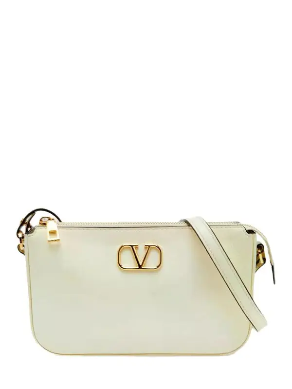 Valentino Garavani Vlogo Leather Shoulder Bag - Neutrals