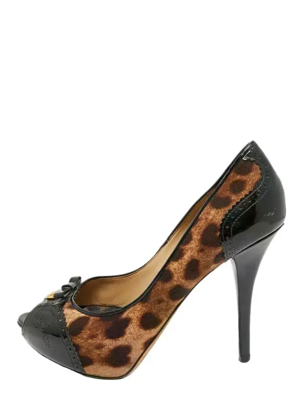 Dolce & Gabbana Leopard-print Peep-toe Pumps - Brown