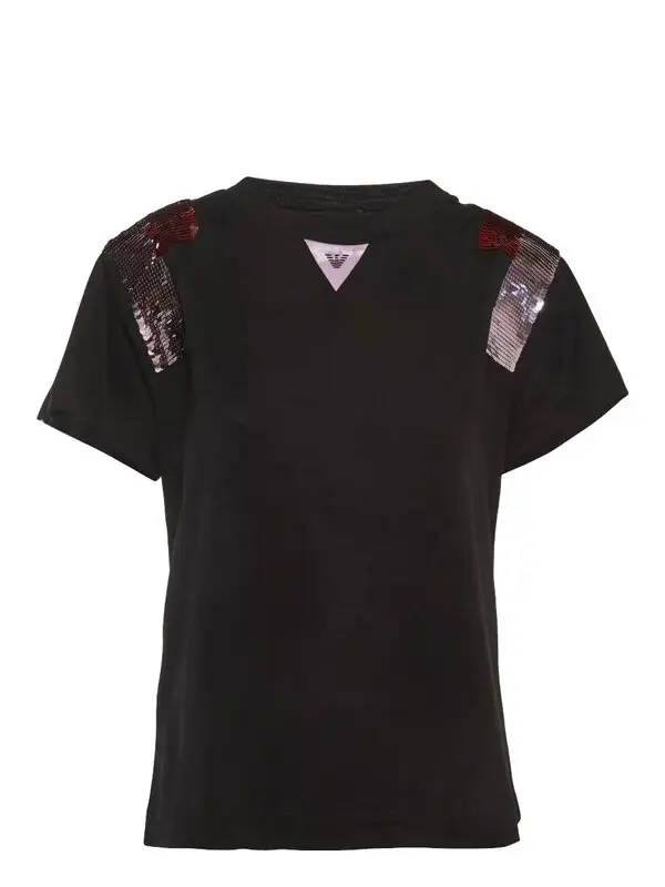 Emporio Armani Sequin-embellished Jersey T-shirt - Black