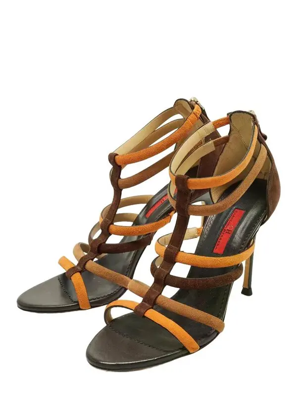 Carolina Herrera Suede Strappy Stiletto Sandals - Brown