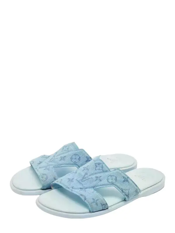LOUIS VUITTON Oasis Monogram Denim Flat Sandals - Blue