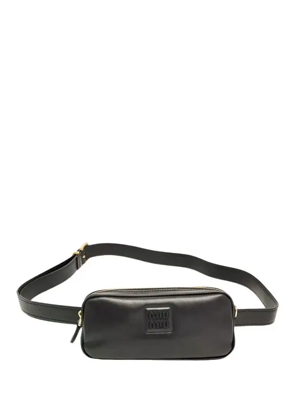 Miu Miu Leather Embossed Logo Belt Bag - Black