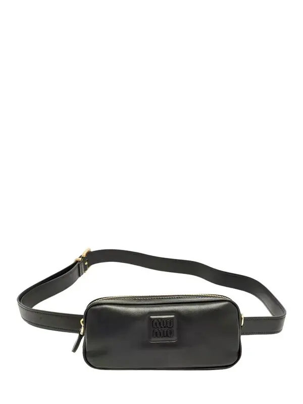 Miu Miu Leather Embossed Logo Belt Bag - Black