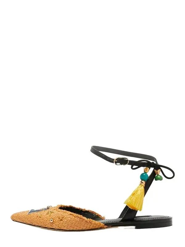 Dolce & Gabbana Woven Anchor Patch Slingback Flats - Neutrals