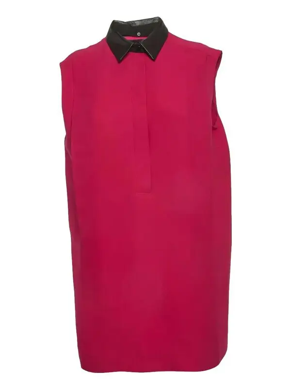 Gucci Silk Sleeveless Blouse With Leather Trim - Pink