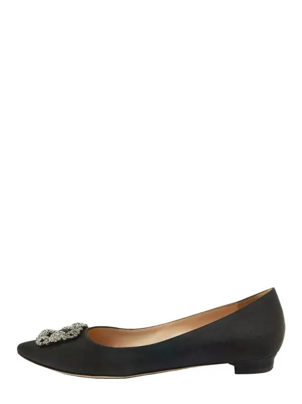 Manolo Blahnik Hangisi Crystal Ballet Flats - Black