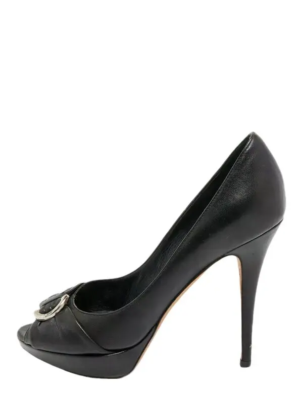 Dior Peep-toe Heeled Pumps With Buckle Detail - Black