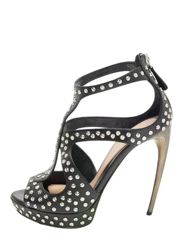 Alexander McQueen Studded Cage Stiletto Sandals - Black