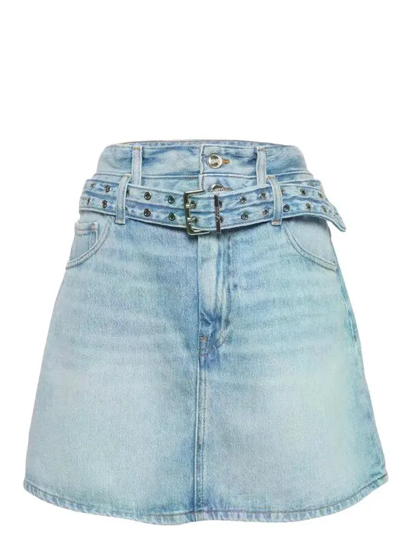 GANNI Belted Mini Skirt - Blue