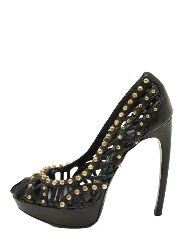 Alexander McQueen Cut-out Embellished Platform Pumps - Black
