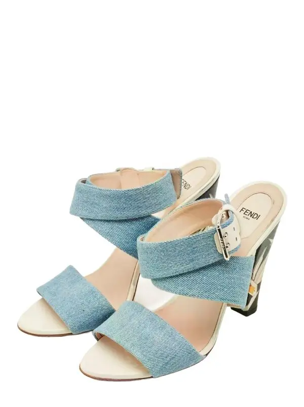 Fendi Flora Detail Ankle-wrap Sandals - Blue