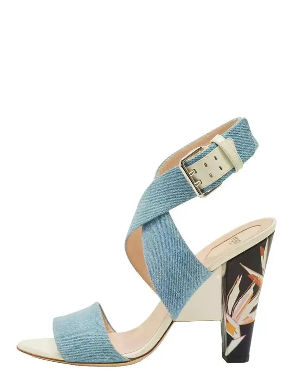 Fendi Flora Detail Ankle-wrap Sandals - Blue