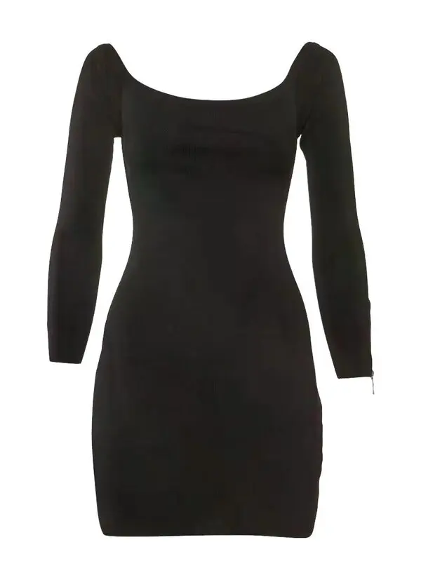 Balmain Rib-knit Midi Dress With Zip-fastening Cuffs - Black