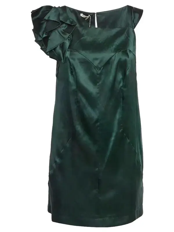 Miu Miu Satin Bow Detail Mini Dress - Green