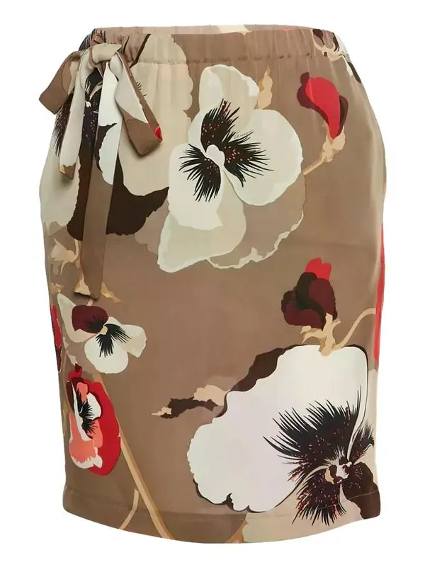 Dolce & Gabbana Floral Print Silk Mini Skirt - Brown