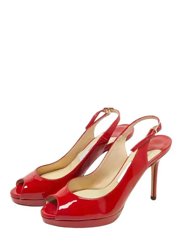 JIMMY CHOO Peep-toe Slingback Pumps - Red