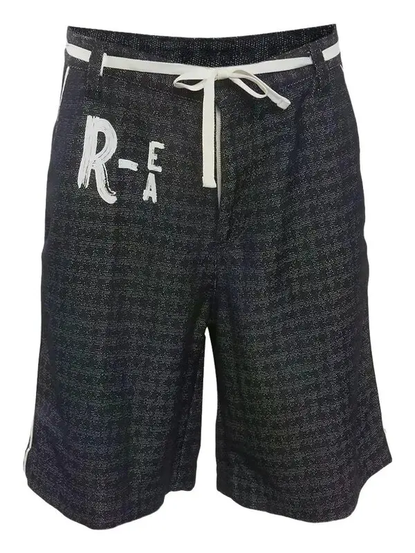 Emporio Armani Graphic Print Drawstring Waist Shorts - Blue