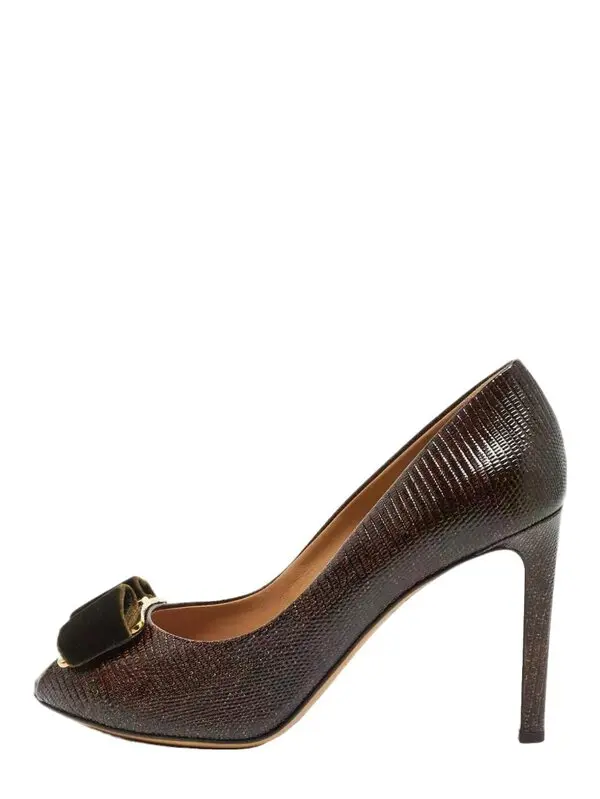 FERRAGAMO Vara Peep-toe Heeled Pumps - Brown