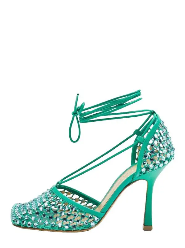 Bottega Veneta Embellished Ankle-wrap Stiletto Pumps - Green