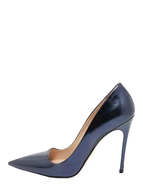 Miu Miu Metallic Leather Pointed Toe Stiletto Pumps - Blue