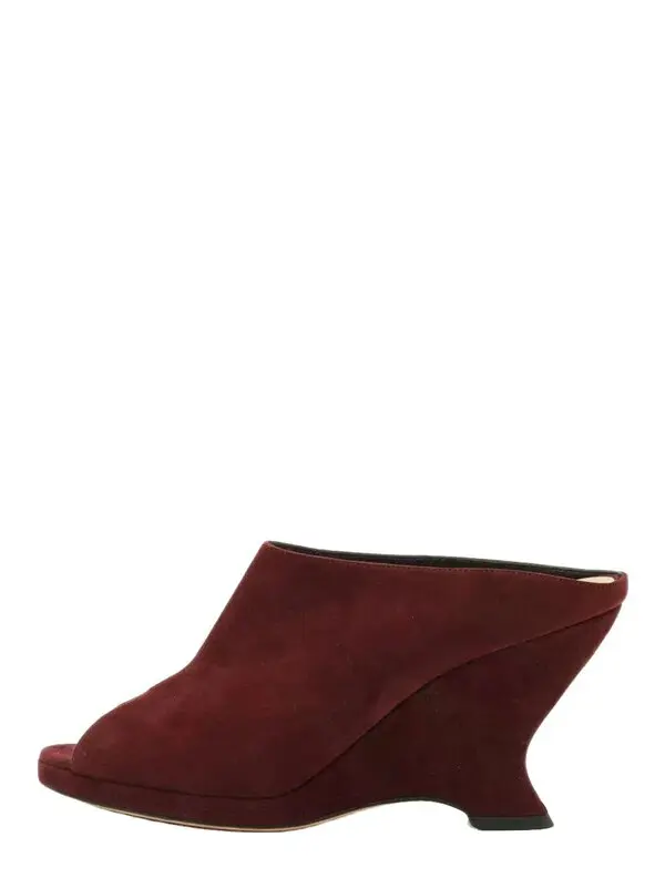 Dior Suede Wedge Sandals - Red