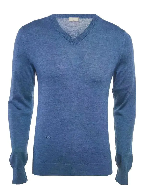 Dior V-neck Long Sleeve Sweater - Blue