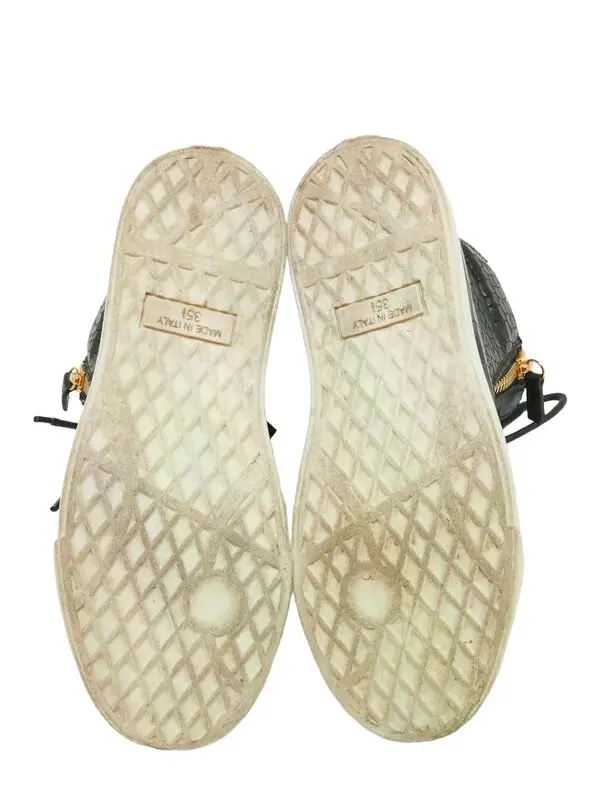 GIUSEPPE ZANOTTI Crocodile-embossed Leather High-top Sneakers With Gold Zipper Detail - Black