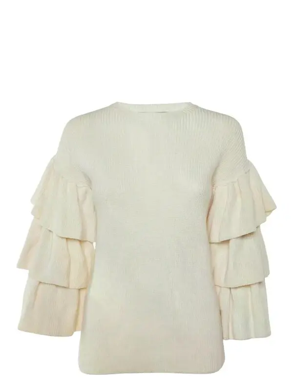 Valentino Garavani Ruffle Sleeve Sweater - Neutrals