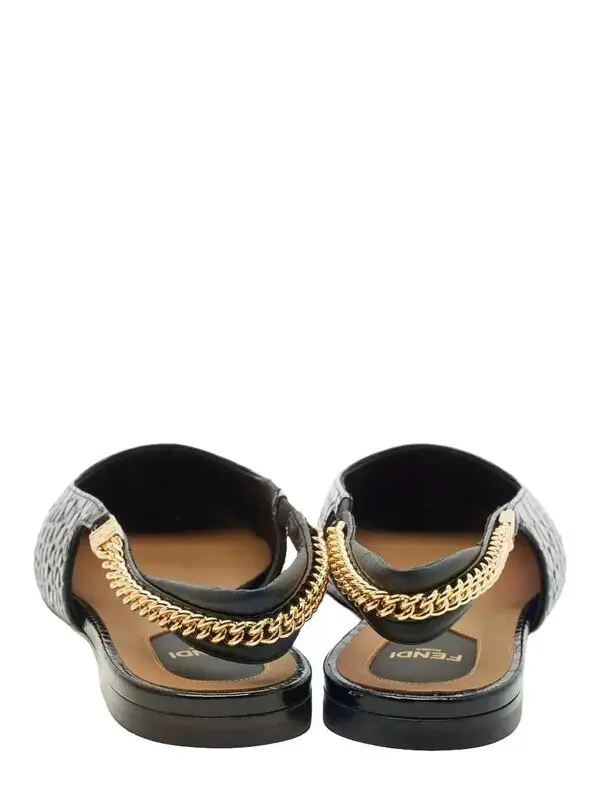 Fendi Colibri Lite Croc-embossed Leather Flats - Black