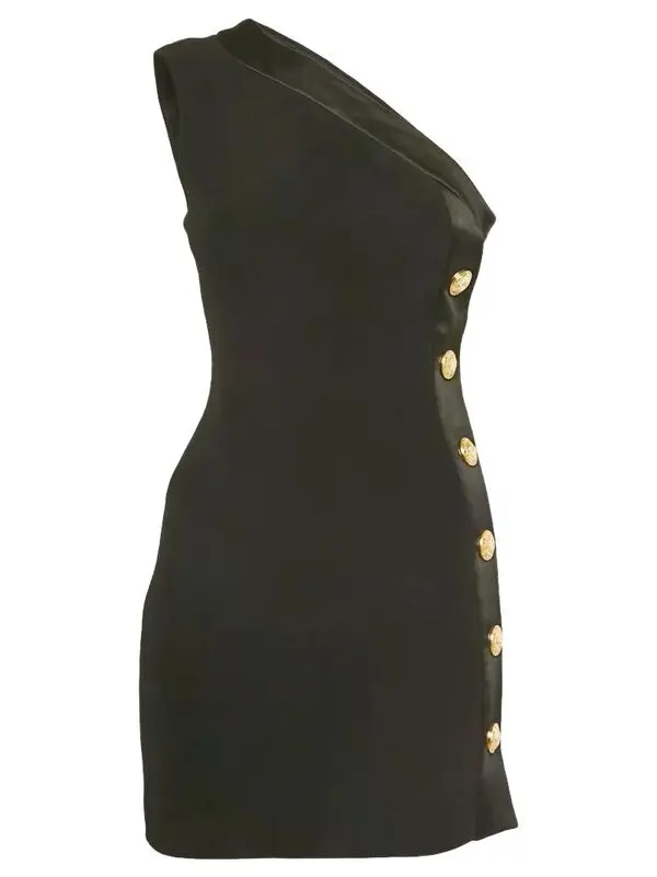 Balmain One-shoulder Mini Dress - Black
